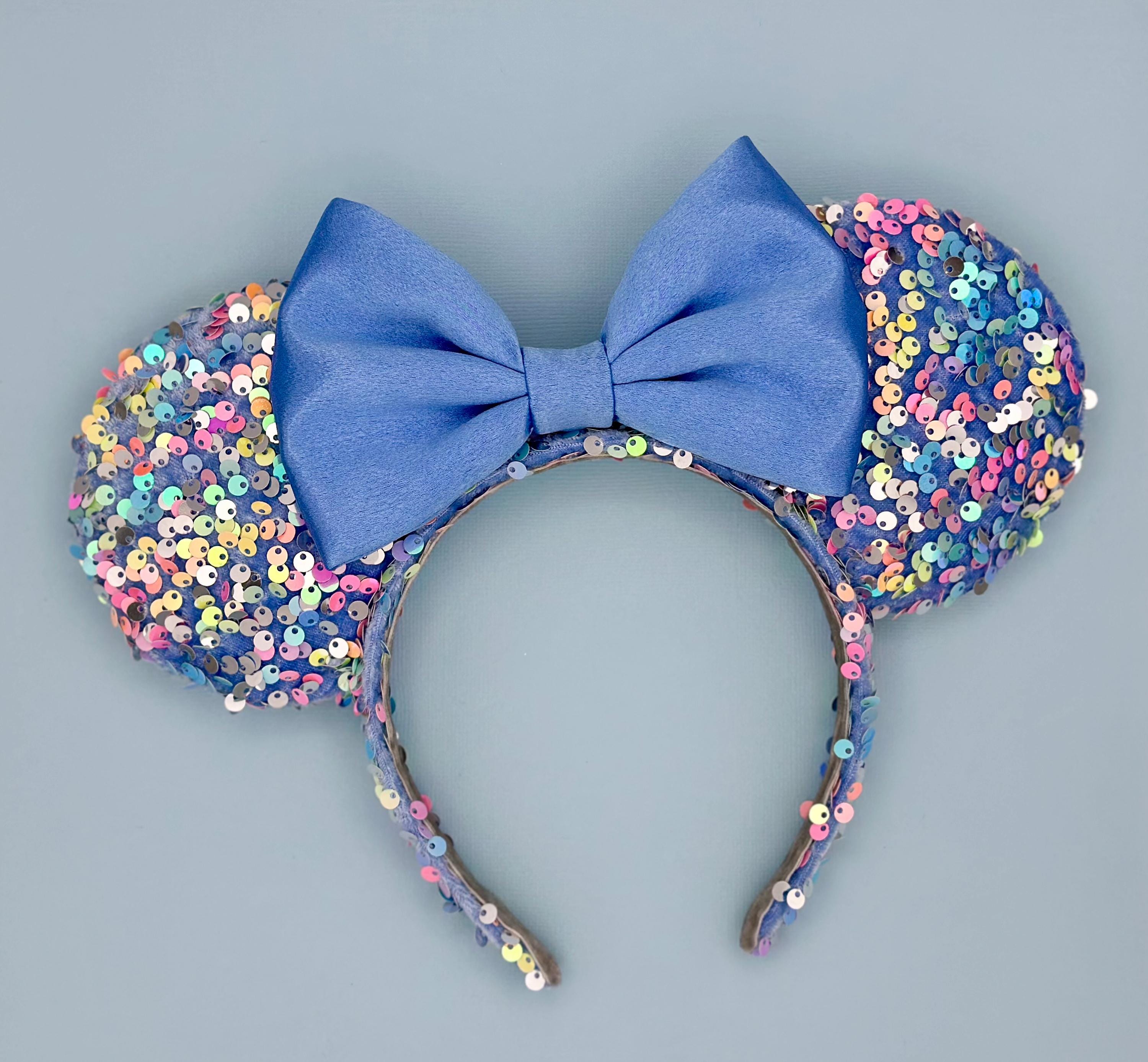 MADE TO ORDER Blue Carousel Velvet Sequin Ears | Headband Mouse Ears ...