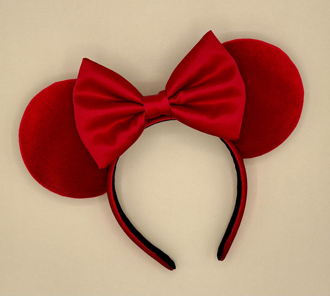 MADE TO ORDER Cranberry Red Velvet Mouse Ears | Headband Mouse Ears ...