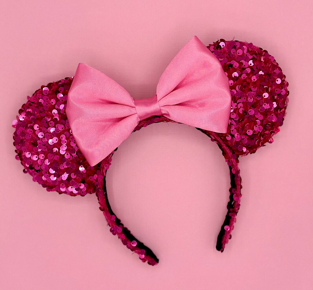 MADE TO ORDER Magenta Velvet and Sequin Mouse Ears | Headband Mouse ...