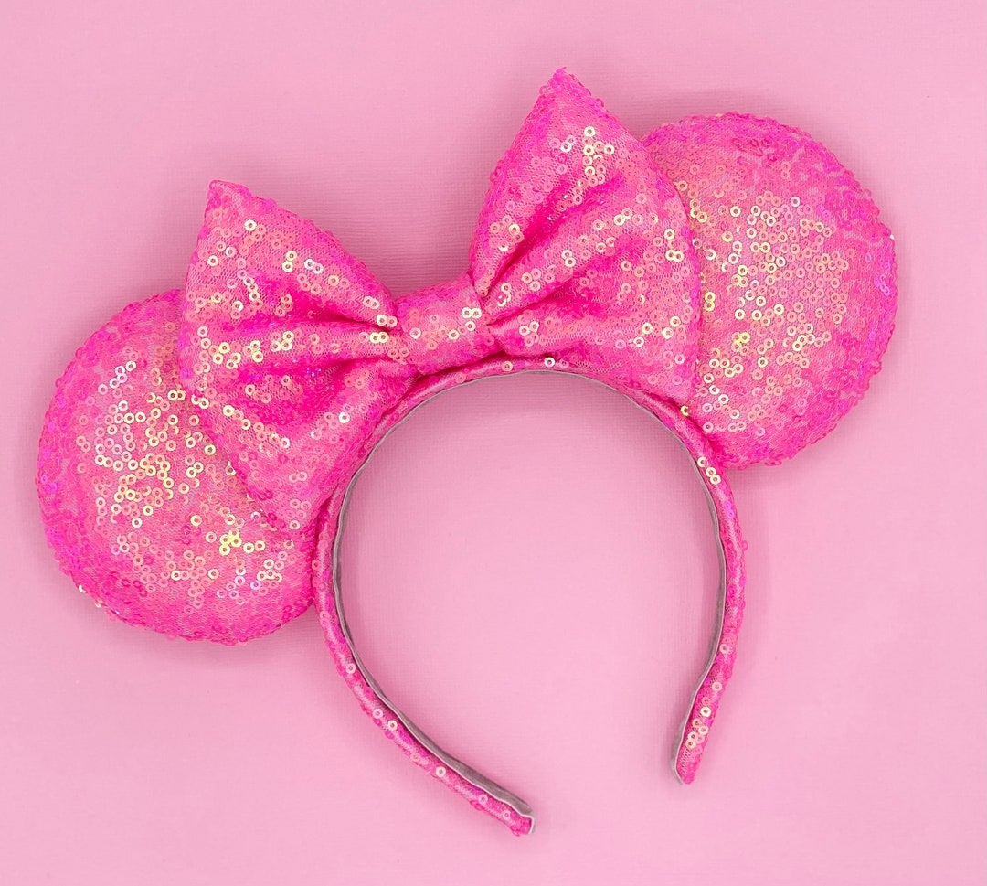 MADE TO ORDER Hot Pink Iridescent Sequin Ears | Headband Mouse Ears ...