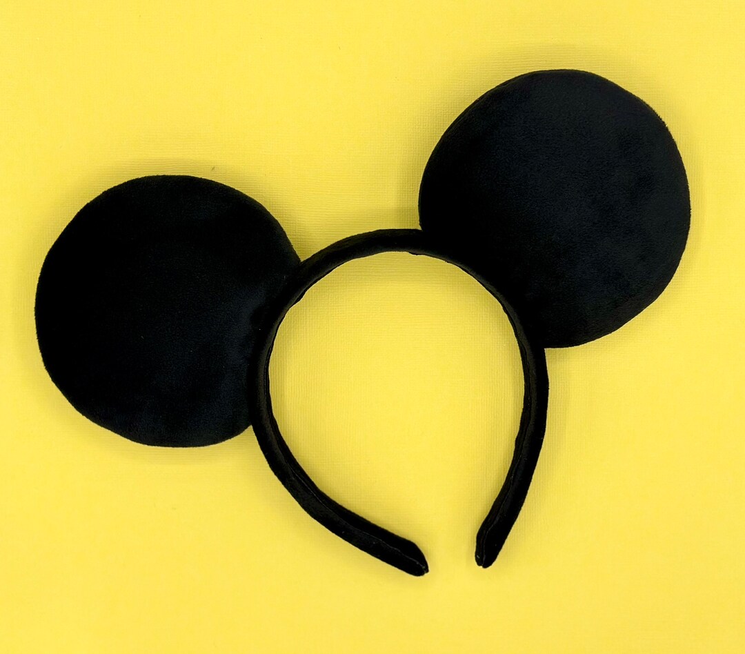 MADE TO ORDER Black Plush No Bow Mouse Ears | Headband Mouse Ears ...