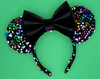 MADE TO ORDER Royal Blue Velvet Sequin Mouse Ears Headband Mouse Ears ...