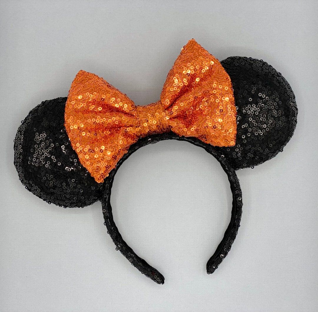 MADE TO ORDER Black Sequin Halloween Mouse Ears Headband Mouse Ears ...