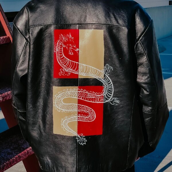Men’s Dragon Leather Jacket - Etsy