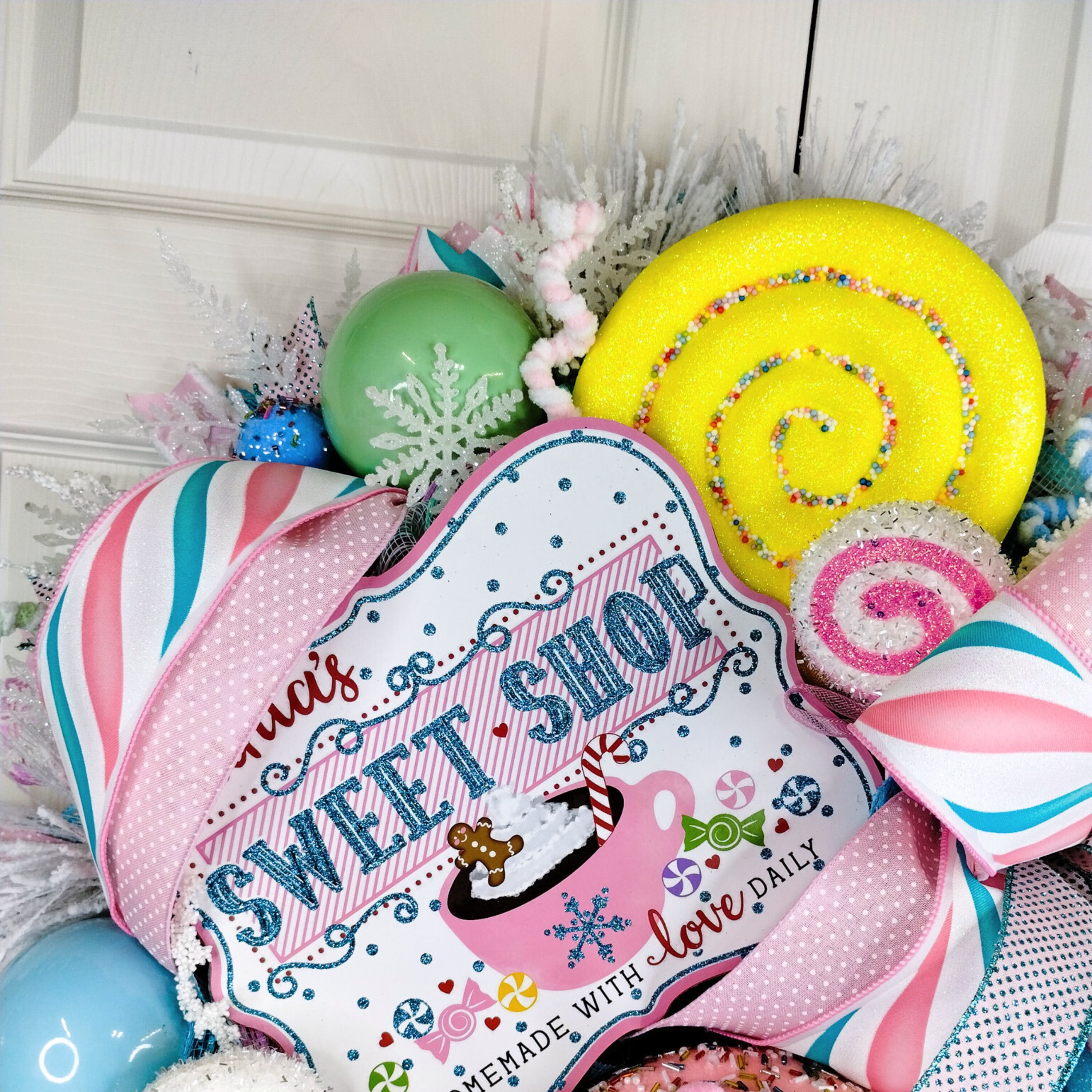 Santa's Sweet Shop Wreath, Candyland Decor, Festive Front Door ...