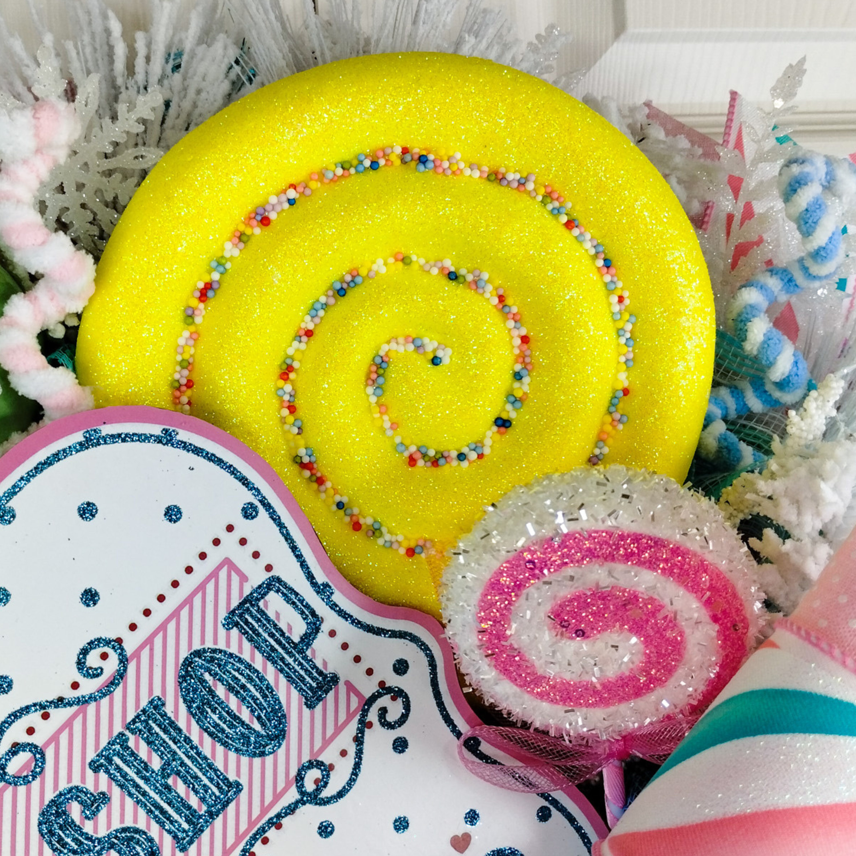 Santa's Sweet Shop Wreath, Candyland Decor, Festive Front Door ...