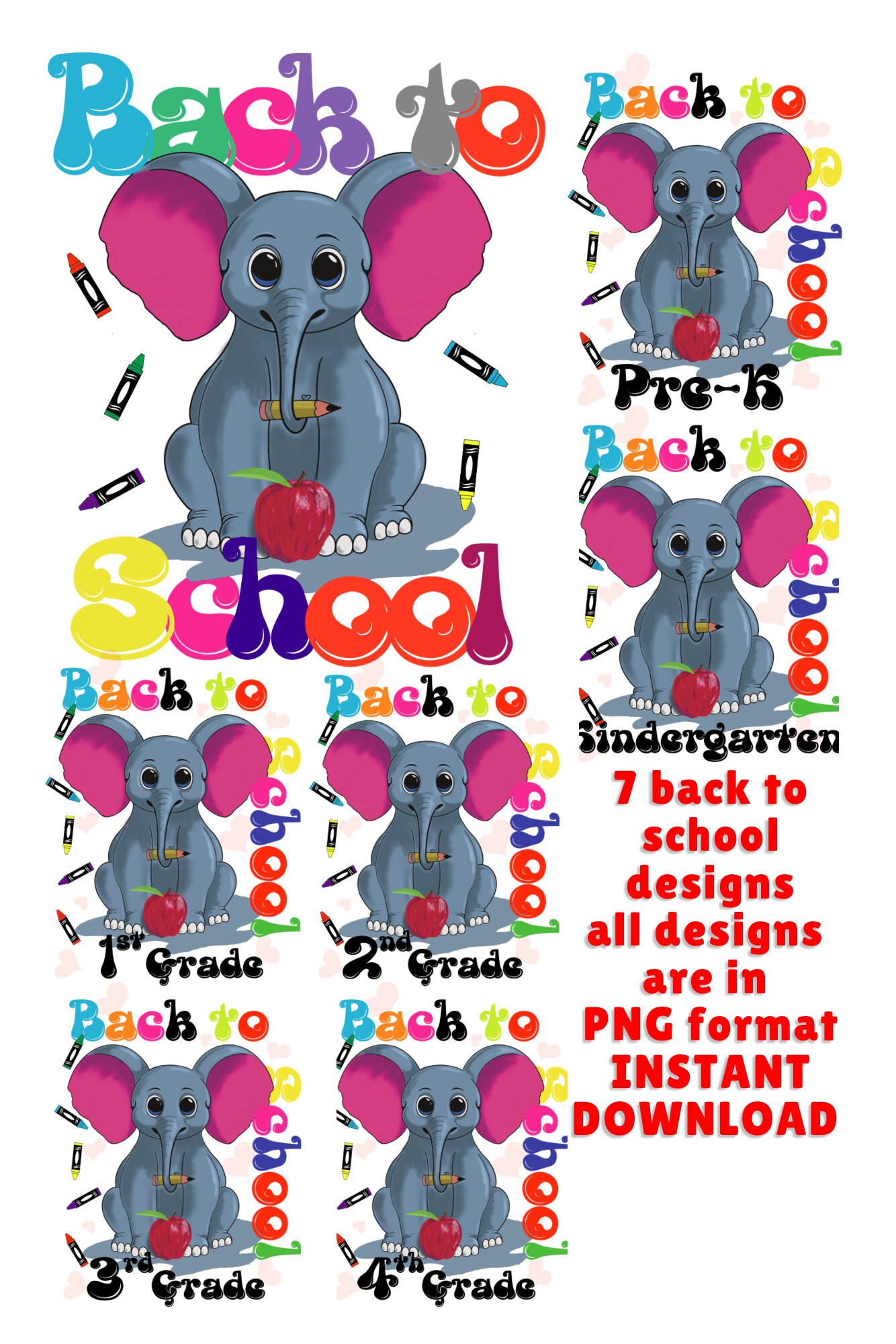 Easy Digital Download Back to School PNG Clipart Bundle, Design 5 ...
