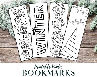Printable Winter Bookmark - Etsy