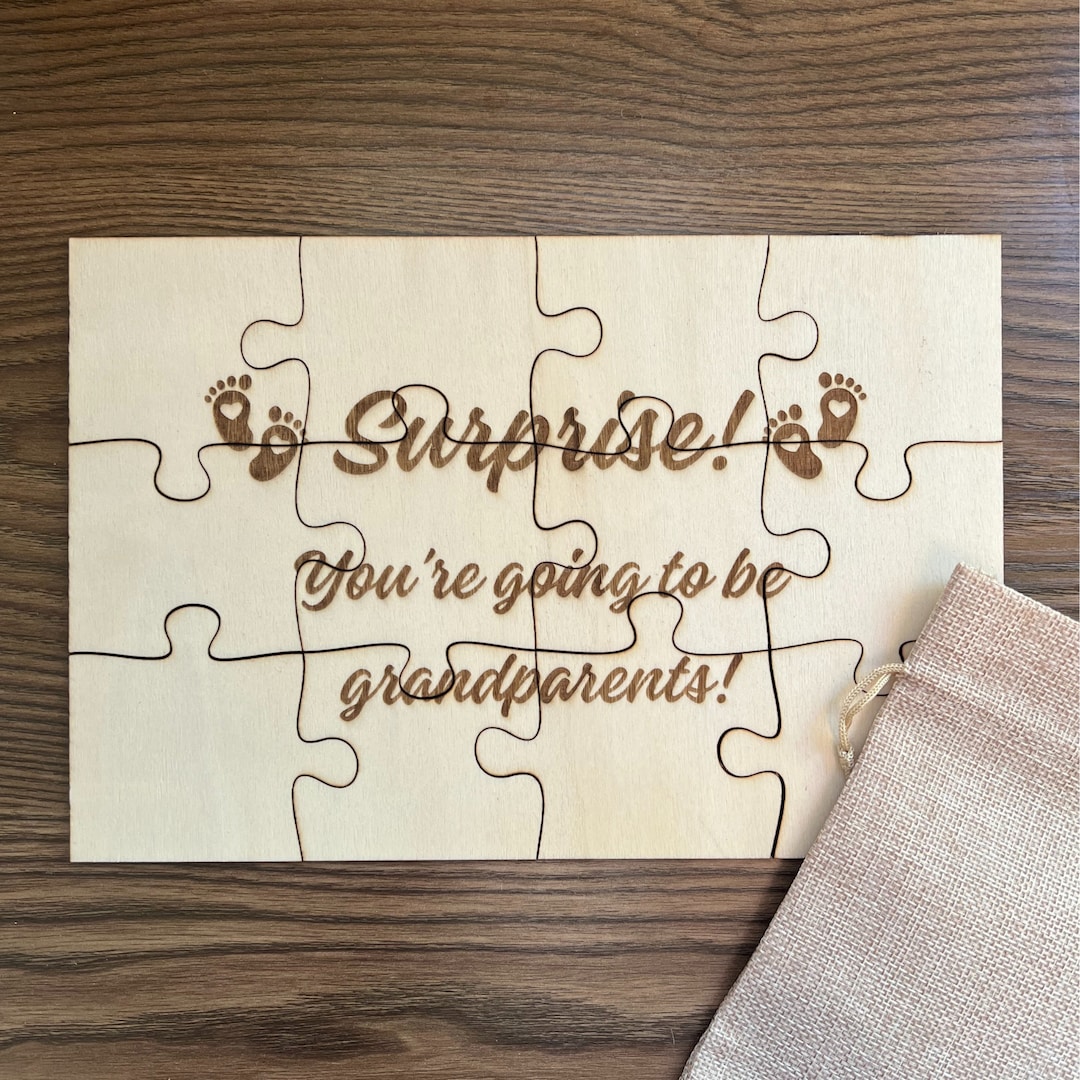 Laser Engraved Baby Reveal Puzzle: Grandparent Pregnancy Announcement ...