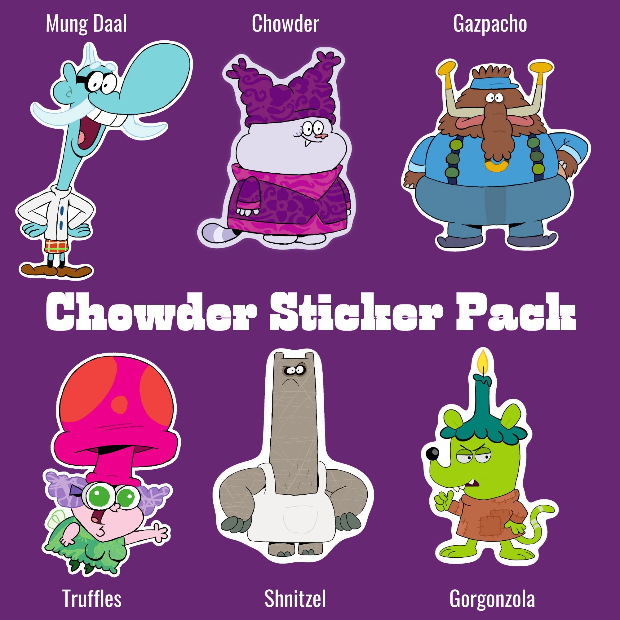 Chowder Cartoon Sticker Pack: Laptop and Journal Decals - Etsy