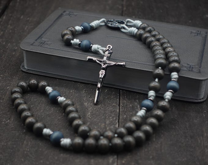 Turin Catholic Rosary for Men With Exclusive Wood Beads and Gun Metal ...