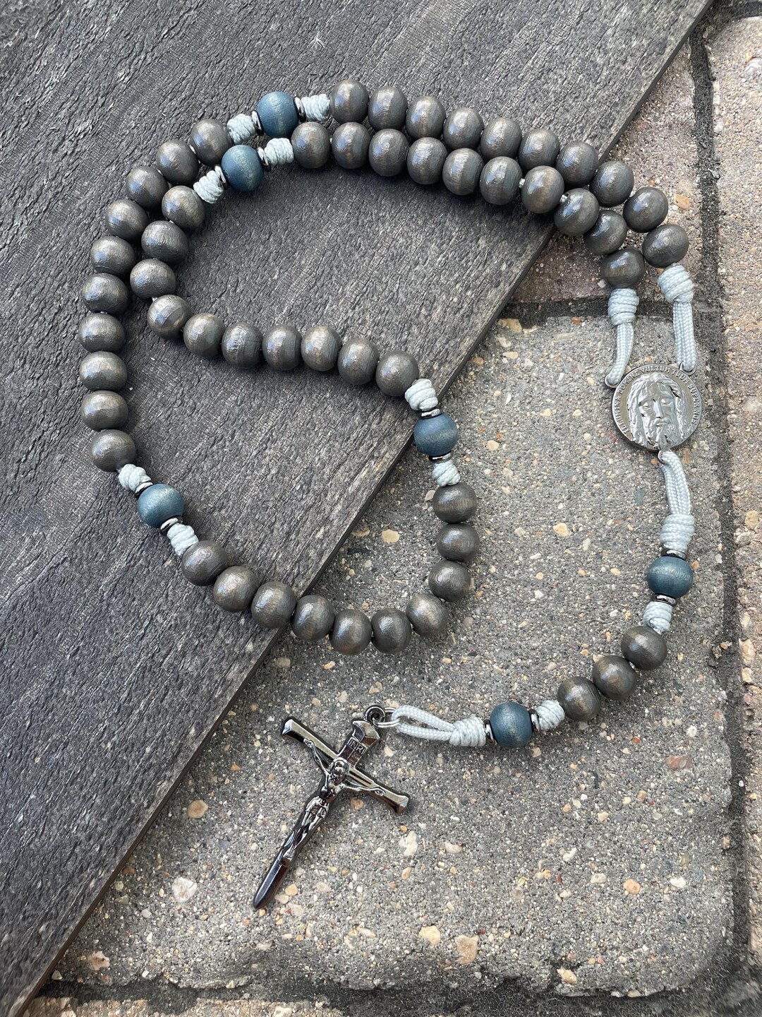 Turin Catholic Rosary for Men With Exclusive Wood Beads and Gun Metal ...