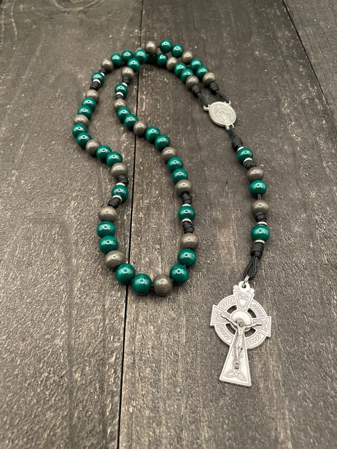 St. Patrick Rosary With Exclusive Wood Beads, Miraculous Medal and ...