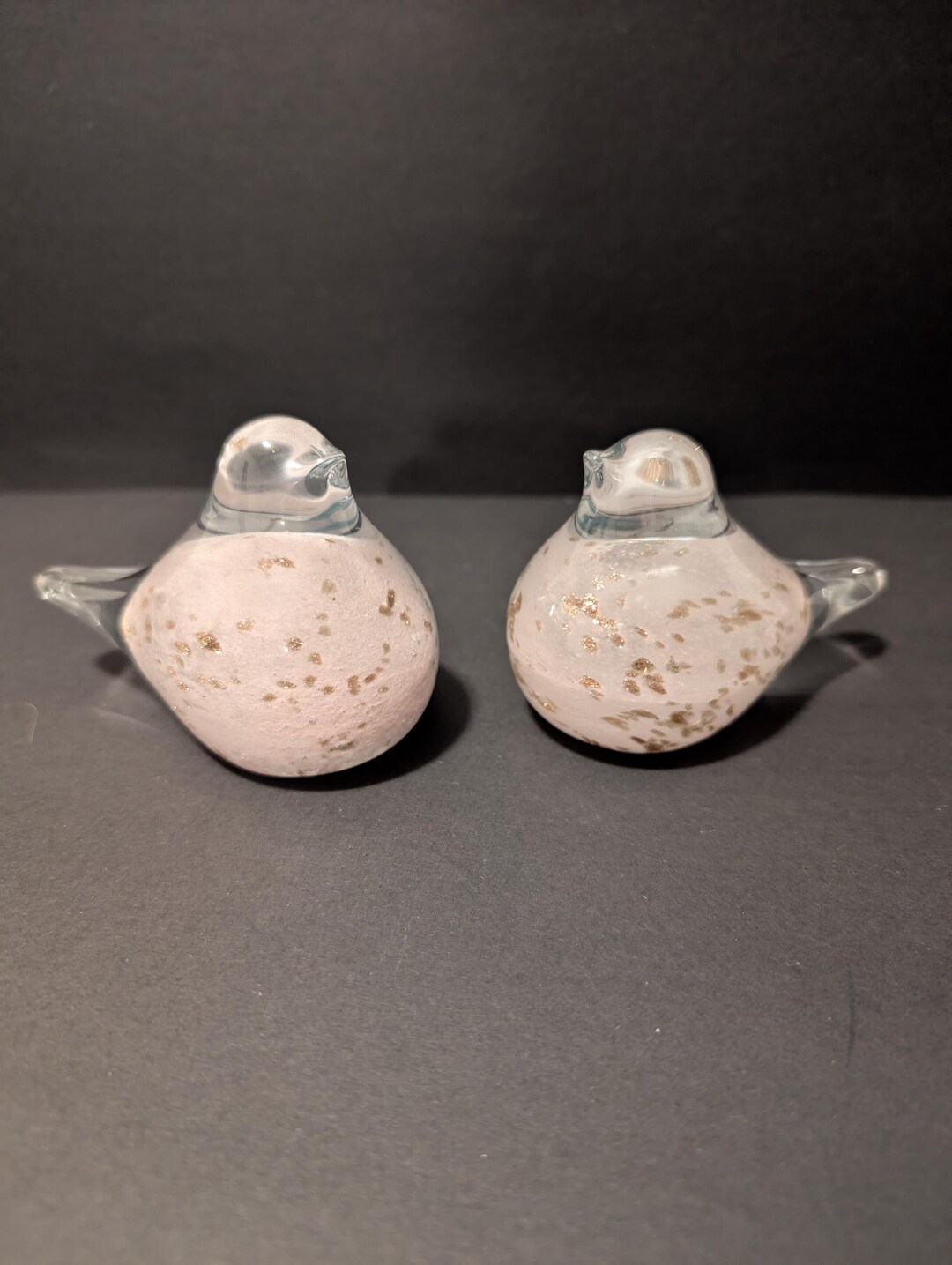 Pink Gold Flake Glitter Birds, Art Glass, Set of Two - Etsy