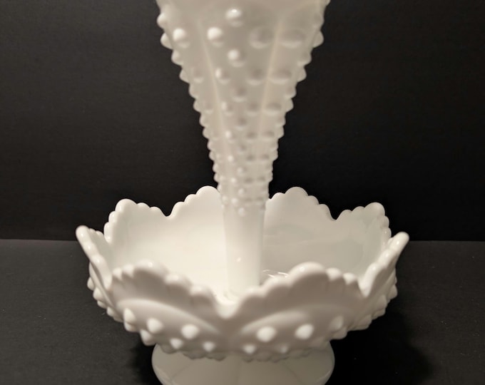 Fenton Milk Glass Hobnail Epergne - Etsy
