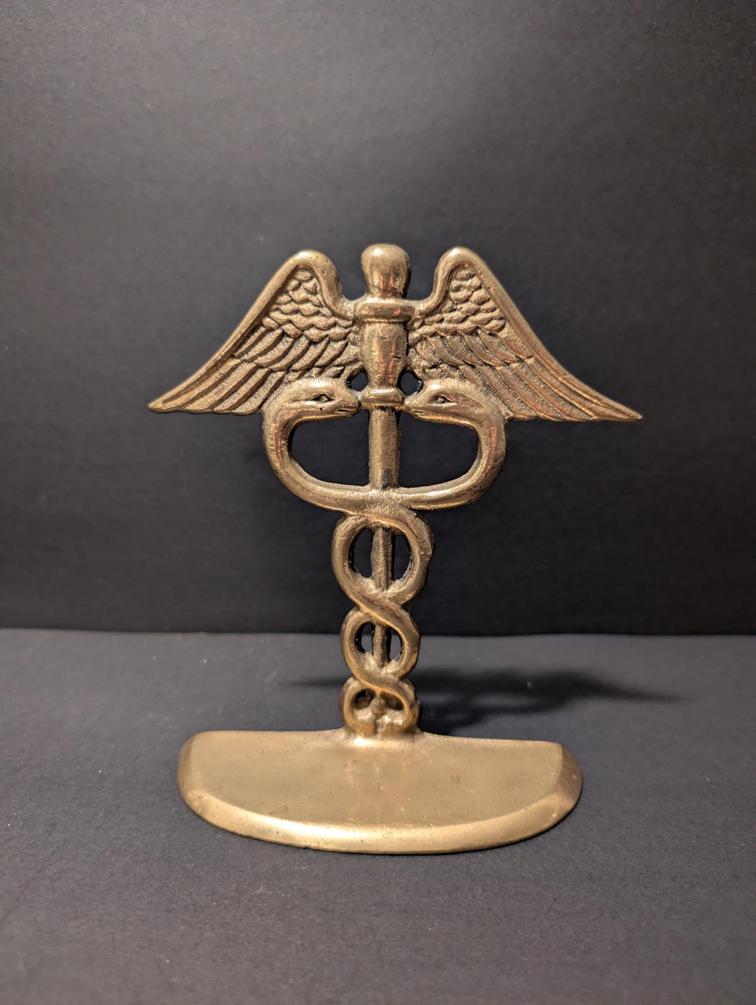 Bookend,medical Caduceus Brass - Etsy
