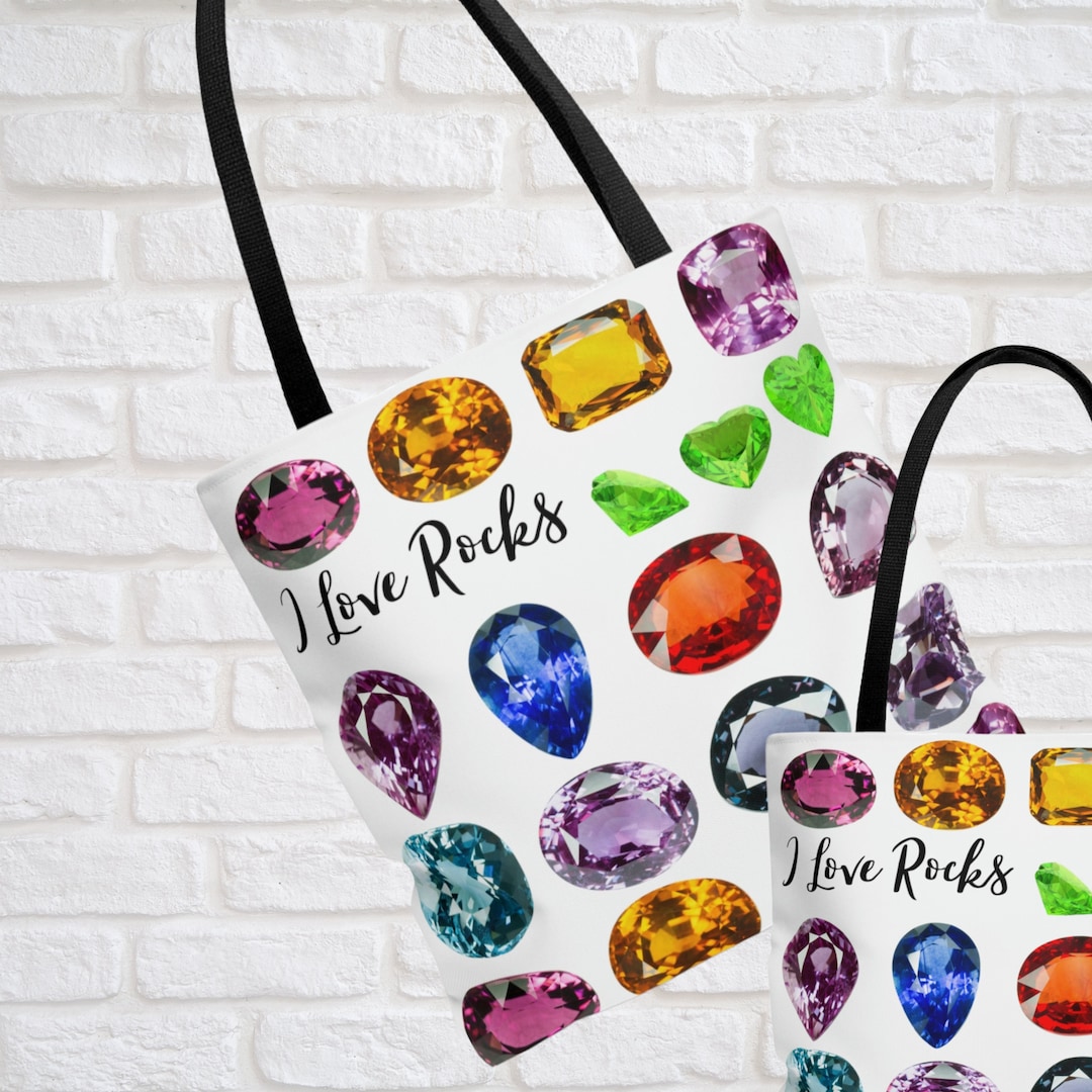 Rocks and Gems Gifts I Love Rocks Large Tote Bag Rock Crystals ...