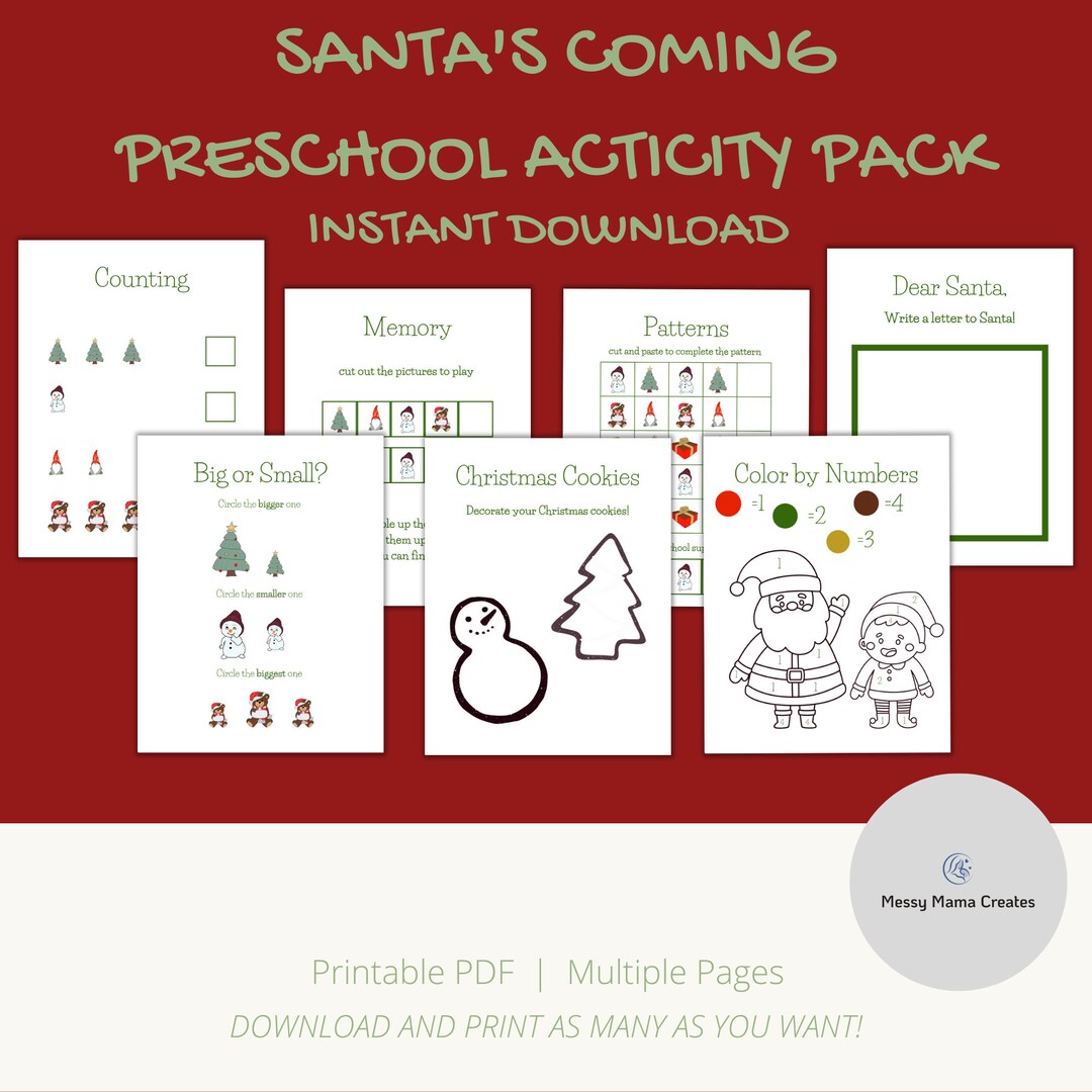 Santa's Coming Christmas Themed Printable Preschool Activity Pack ...