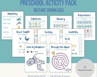 Preschool Under the Sea Themed Worksheets Digital Download - Etsy