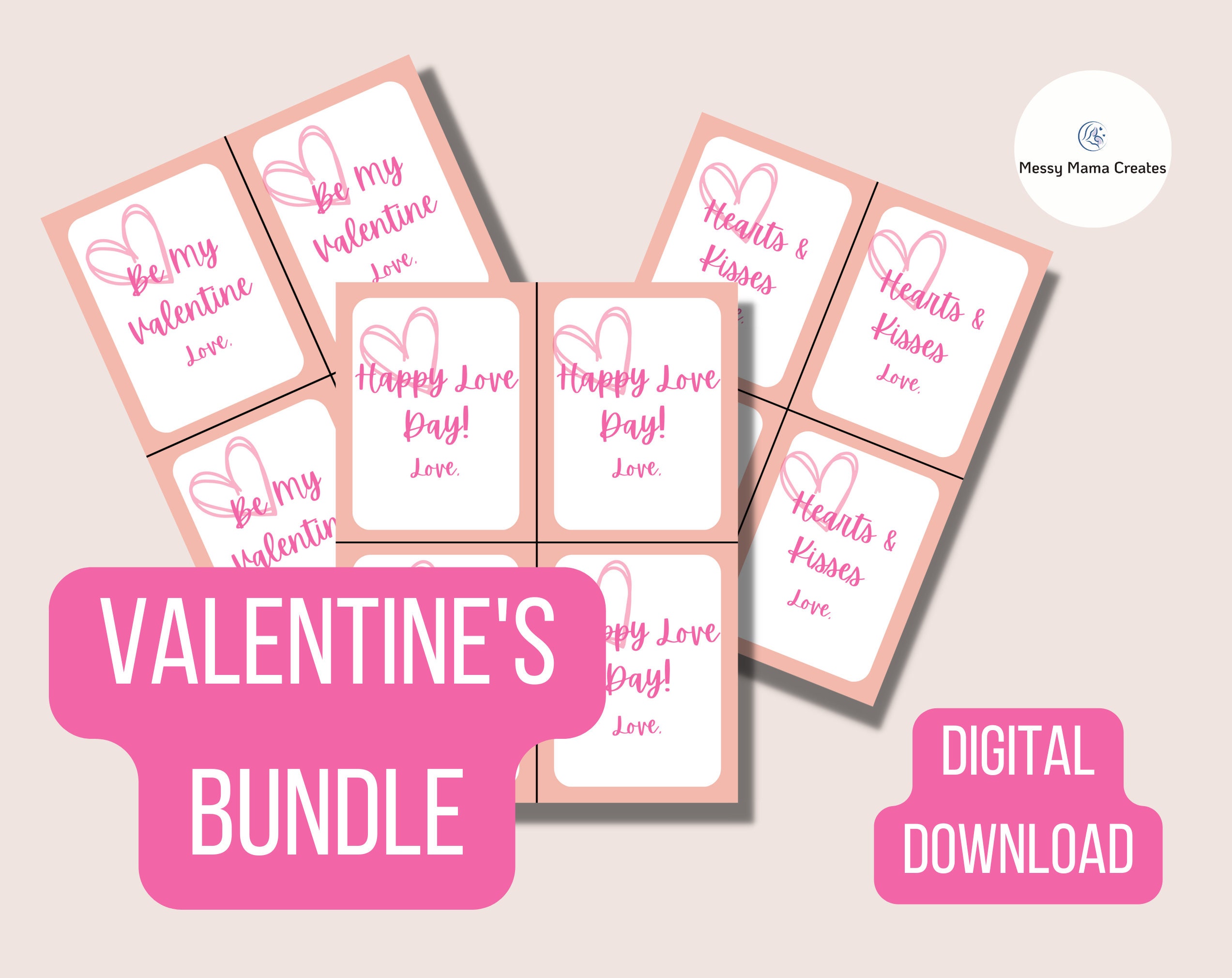 Bundle of 28 Printable Valentine Cards - Etsy