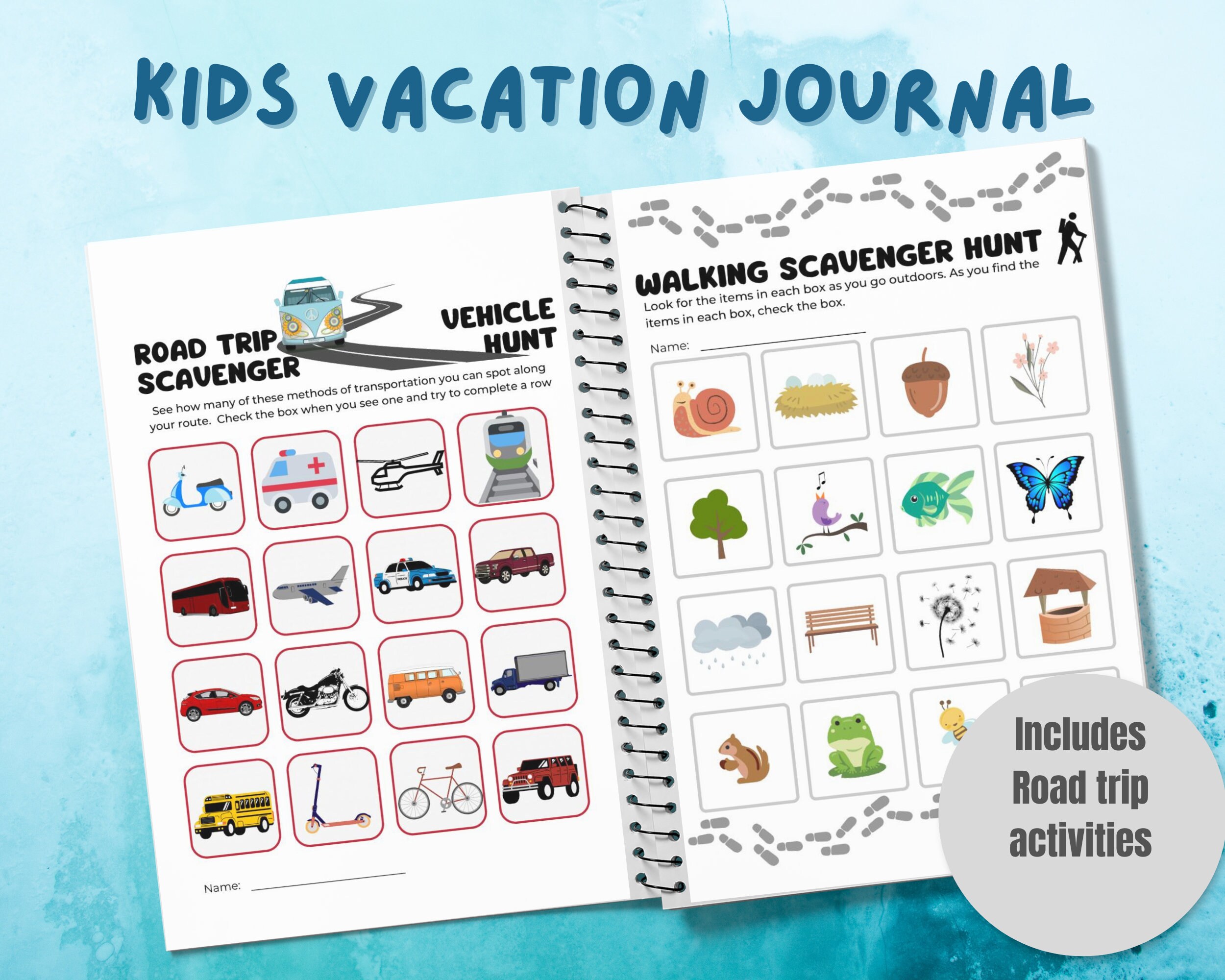 Kids Vacation Journal Printable With Road Trip Activities - Etsy