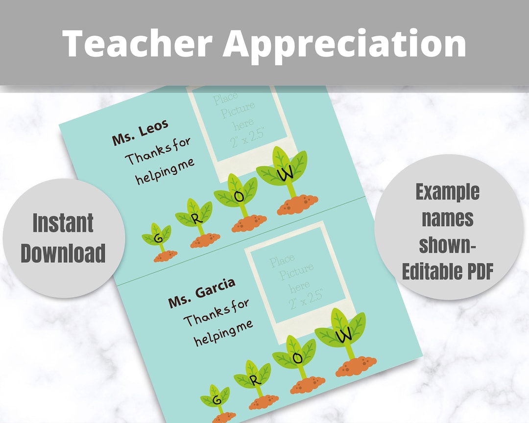 Teacher Appreciation Week Printable Card for Gift - Etsy