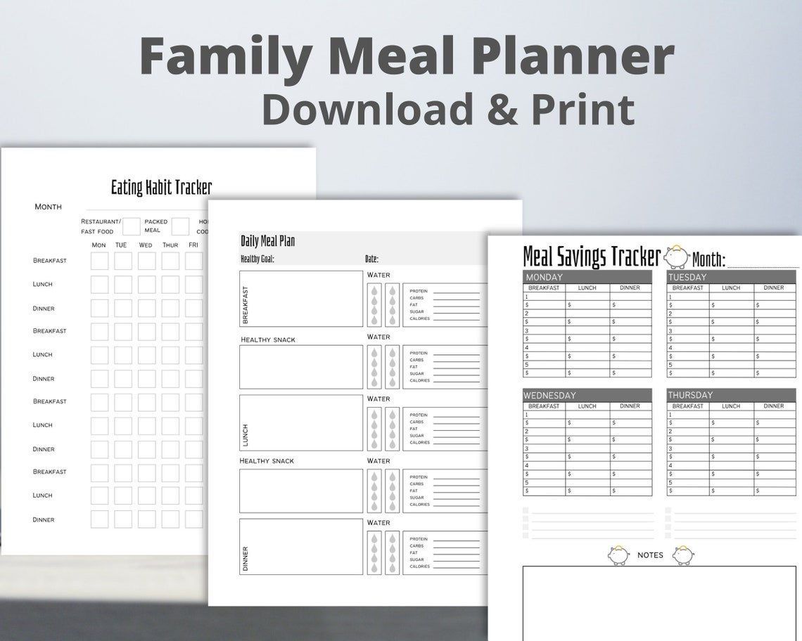 Family Meal Planner Printable PDF - Etsy