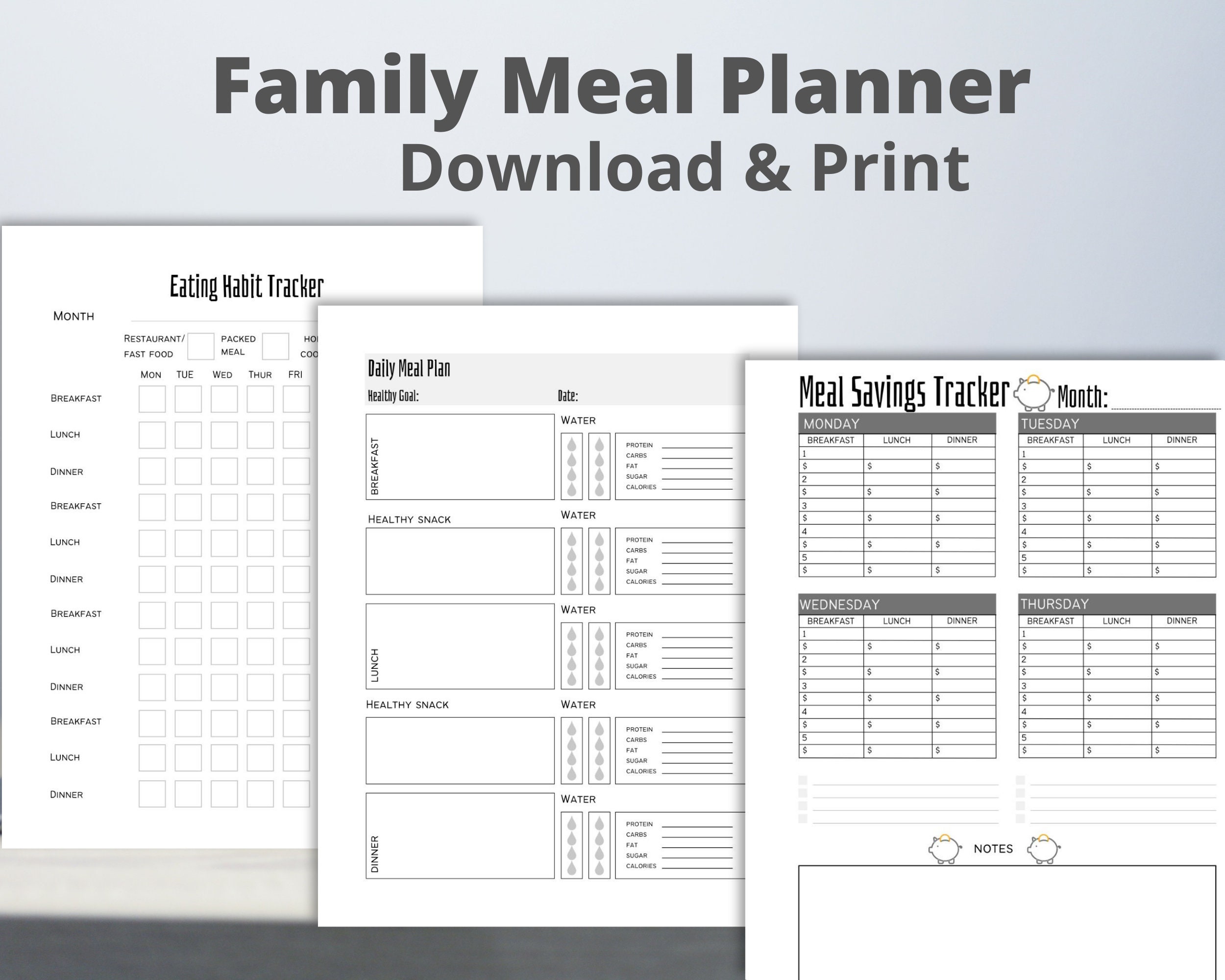 Family Meal Planner Printable PDF - Etsy