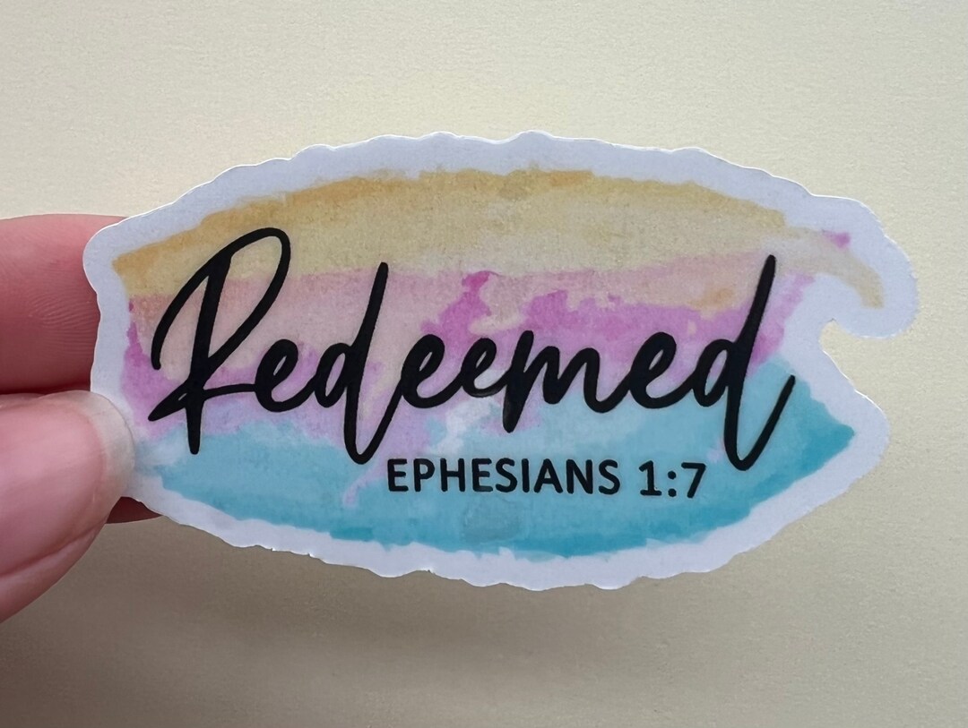 White Sticker: Redeemed Vinyl Sticker, Bible Verse Sticker, Waterproof ...