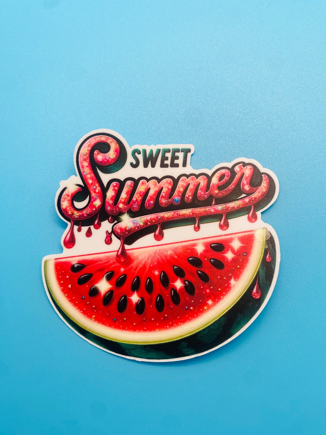 White Sticker: Sweet Summer Watermelon, Vinyl Sticker, Summer Sticker ...