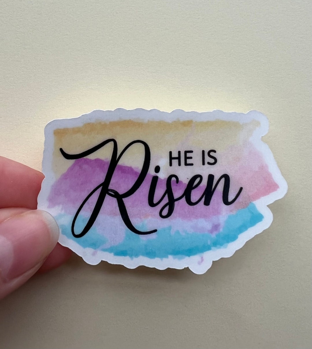White Sticker: He is Risen Vinyl Sticker, Bible Verse Sticker ...