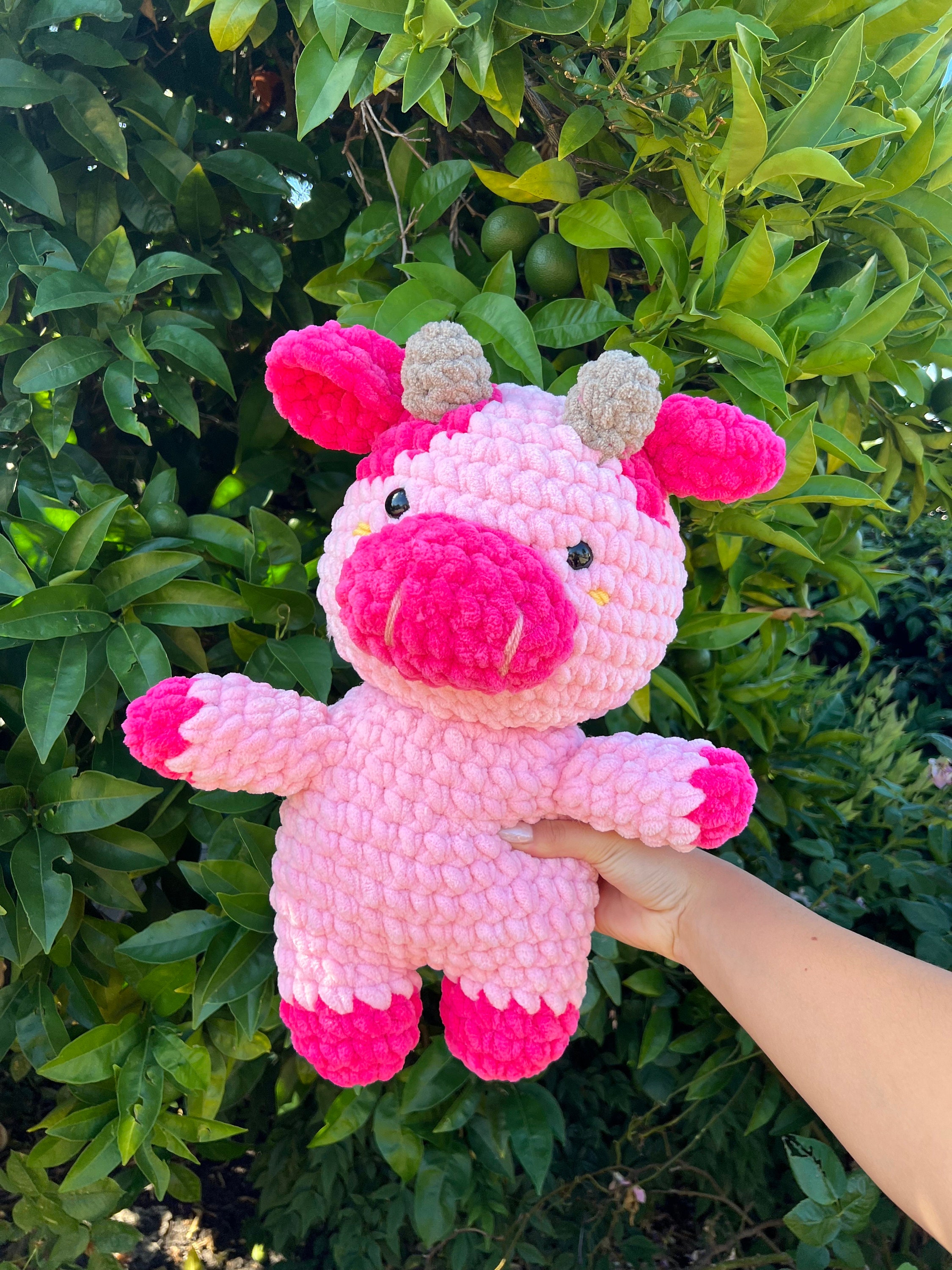Jumbo Pink Cow Crochet Plushie - Etsy