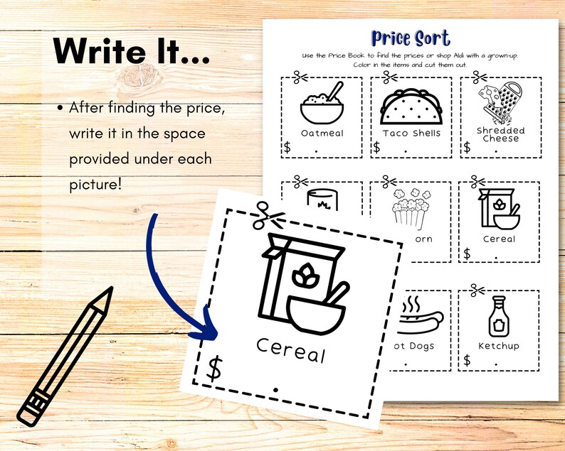 Kids' Grocery Store Price Sorting Activity|money Sort|aldi Price Book ...