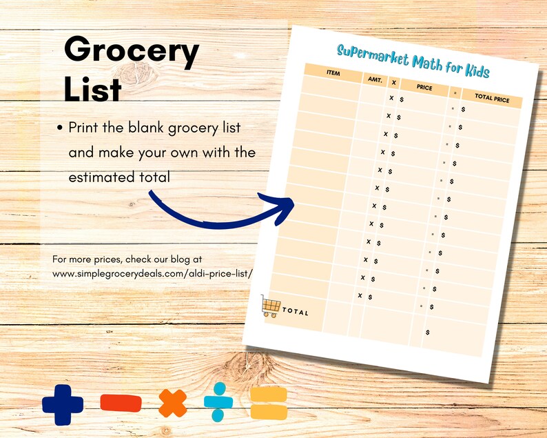 Supermarket Math for Kids|grocery Shopping Worksheets|instant Download ...