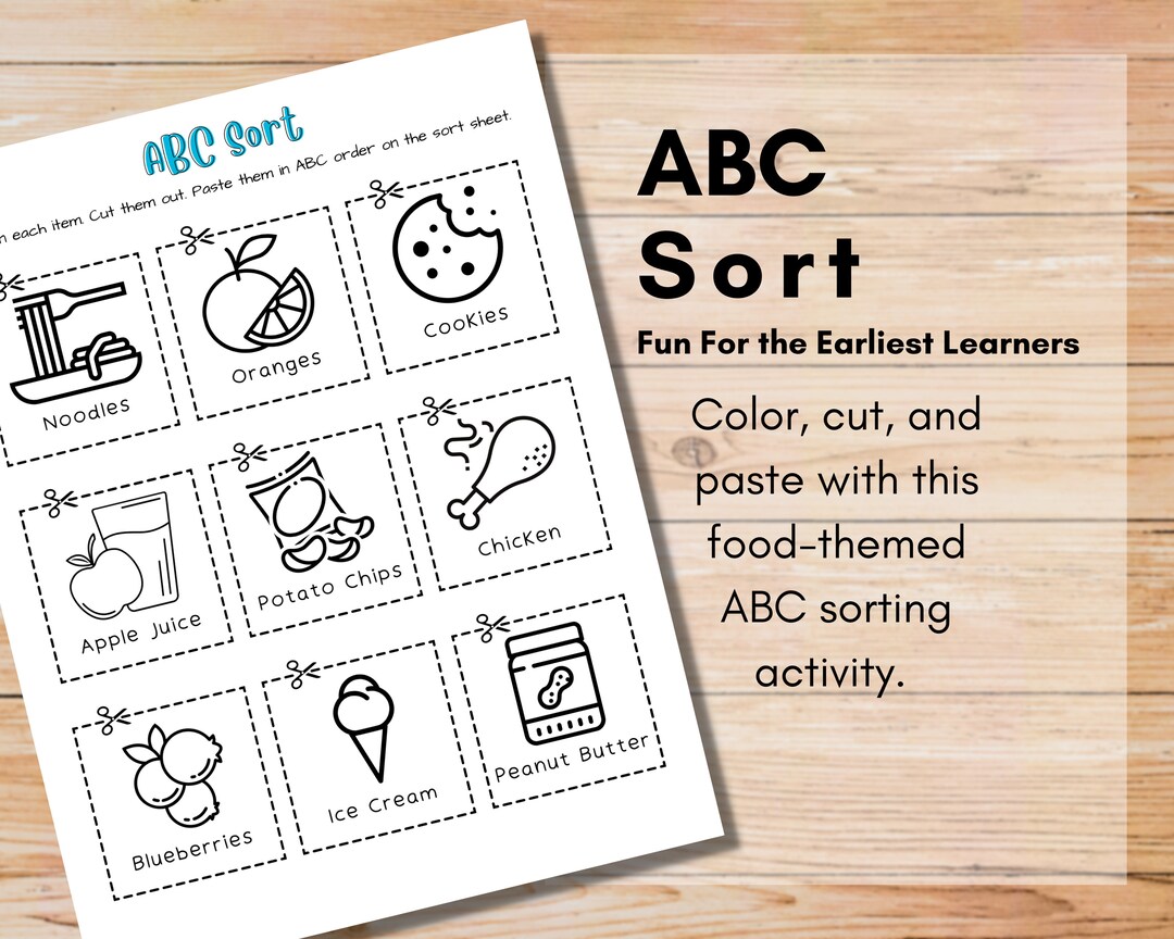 ABC Sorting With Food/color, Cut, and Paste Activities for Early ...