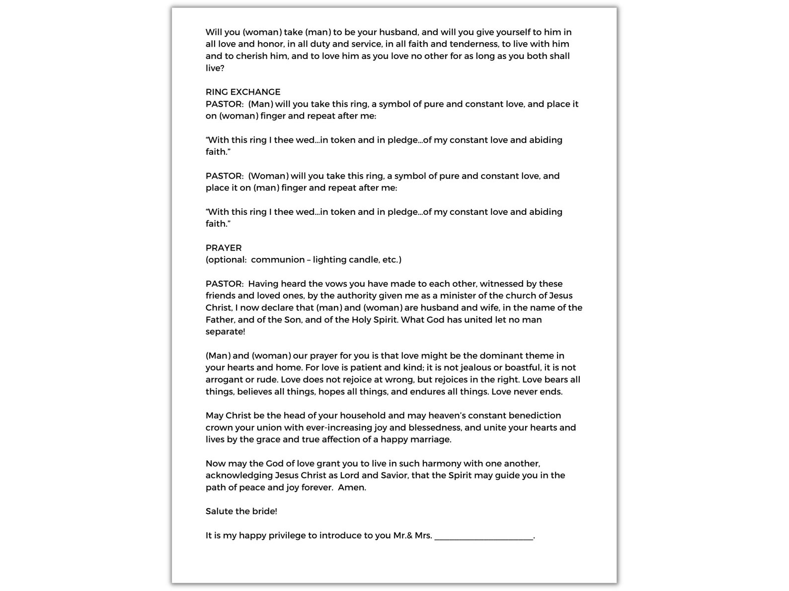 Wedding Vow Script | 12 Wedding Ceremony Scripts | Faith Based - Etsy