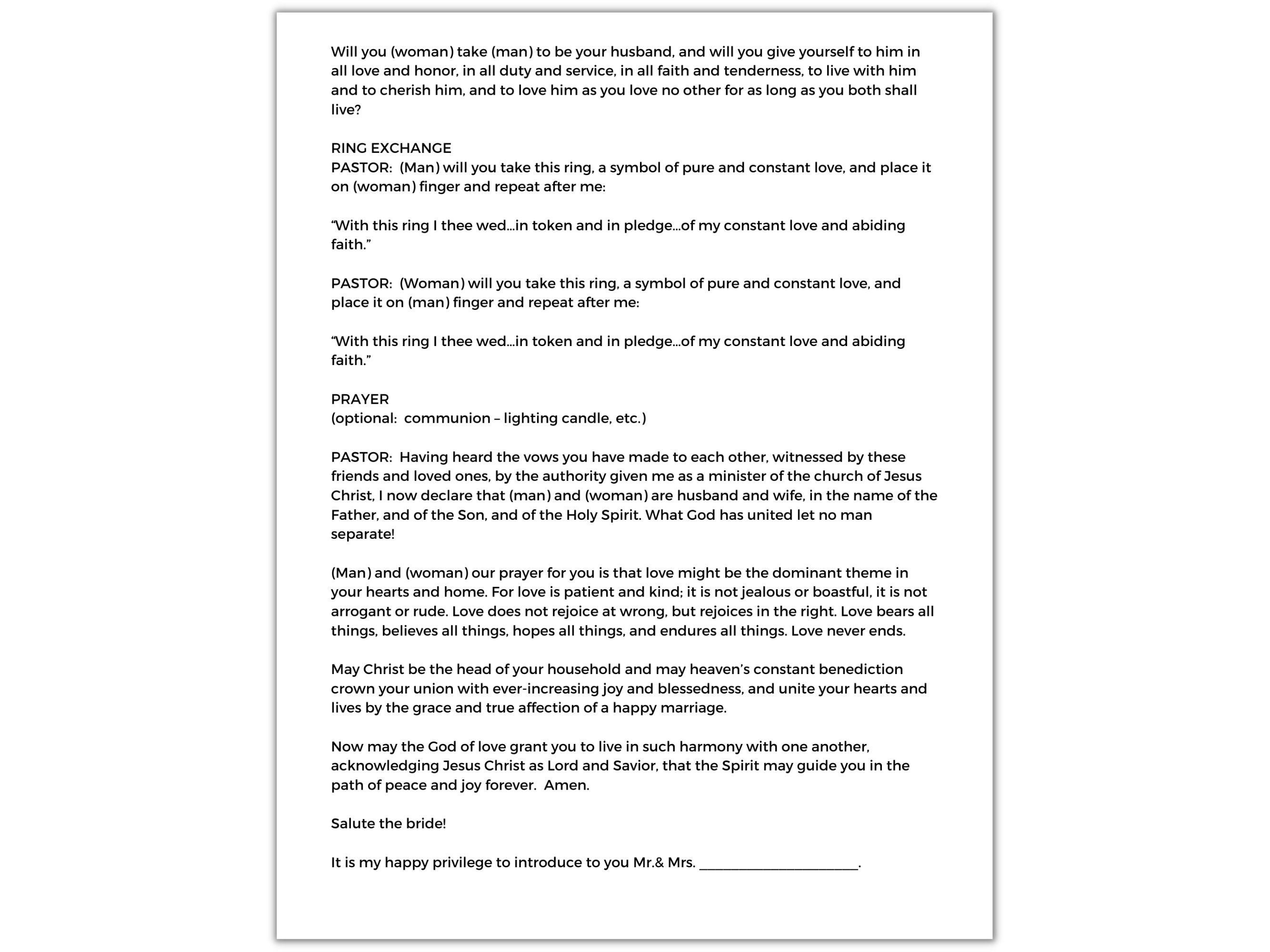 Wedding Vow Script | 12 Wedding Ceremony Scripts | Faith Based - Etsy