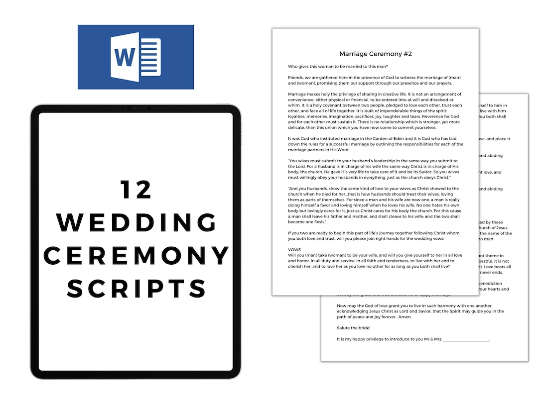 Wedding Vow Script | 12 Wedding Ceremony Scripts | Faith Based - Etsy