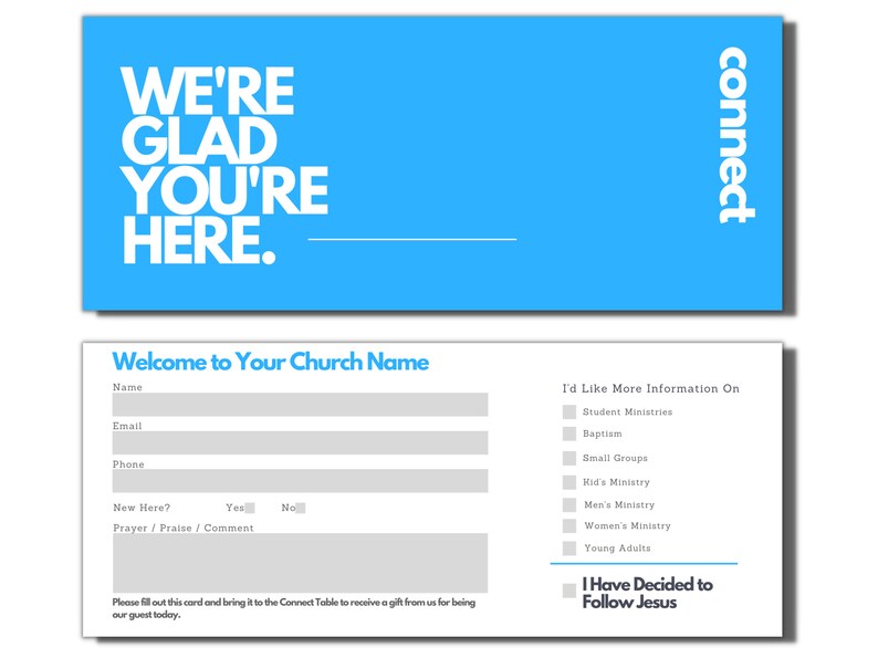 Church Connect Card Canva Template | Customize Colors | 8.5" X 3.5" - Etsy
