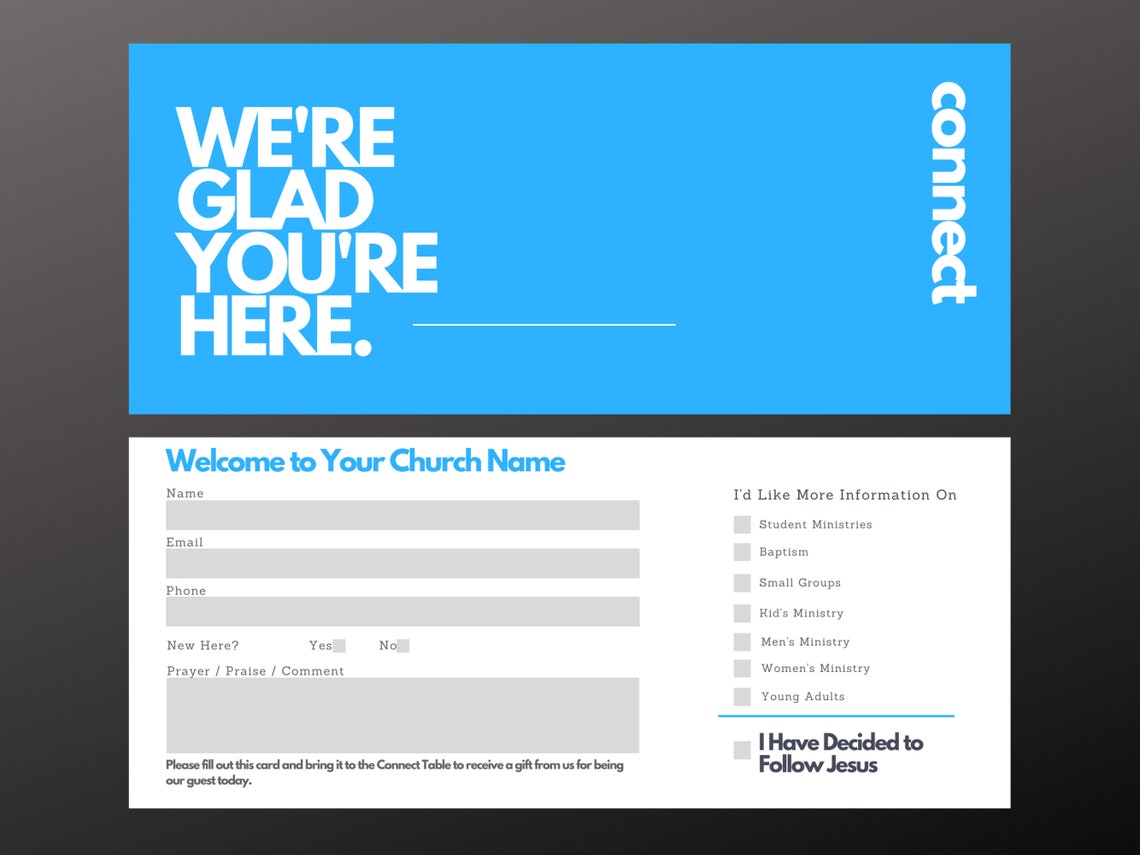 Church Connect Card Canva Template Customize Colors - Etsy