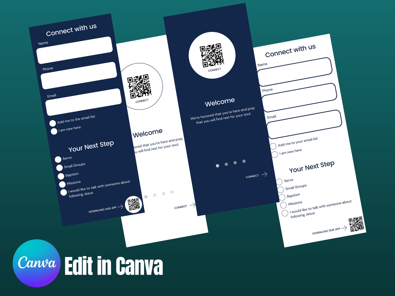 Church Connect Card Canva Template Customize Colors - Etsy