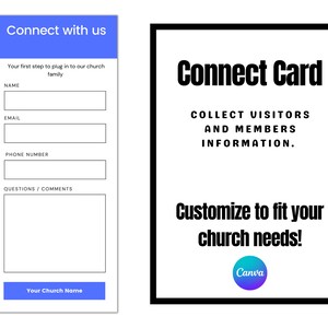 Church Connect Card Bundle | Canva Template | Customize Colors | 8.5" X ...
