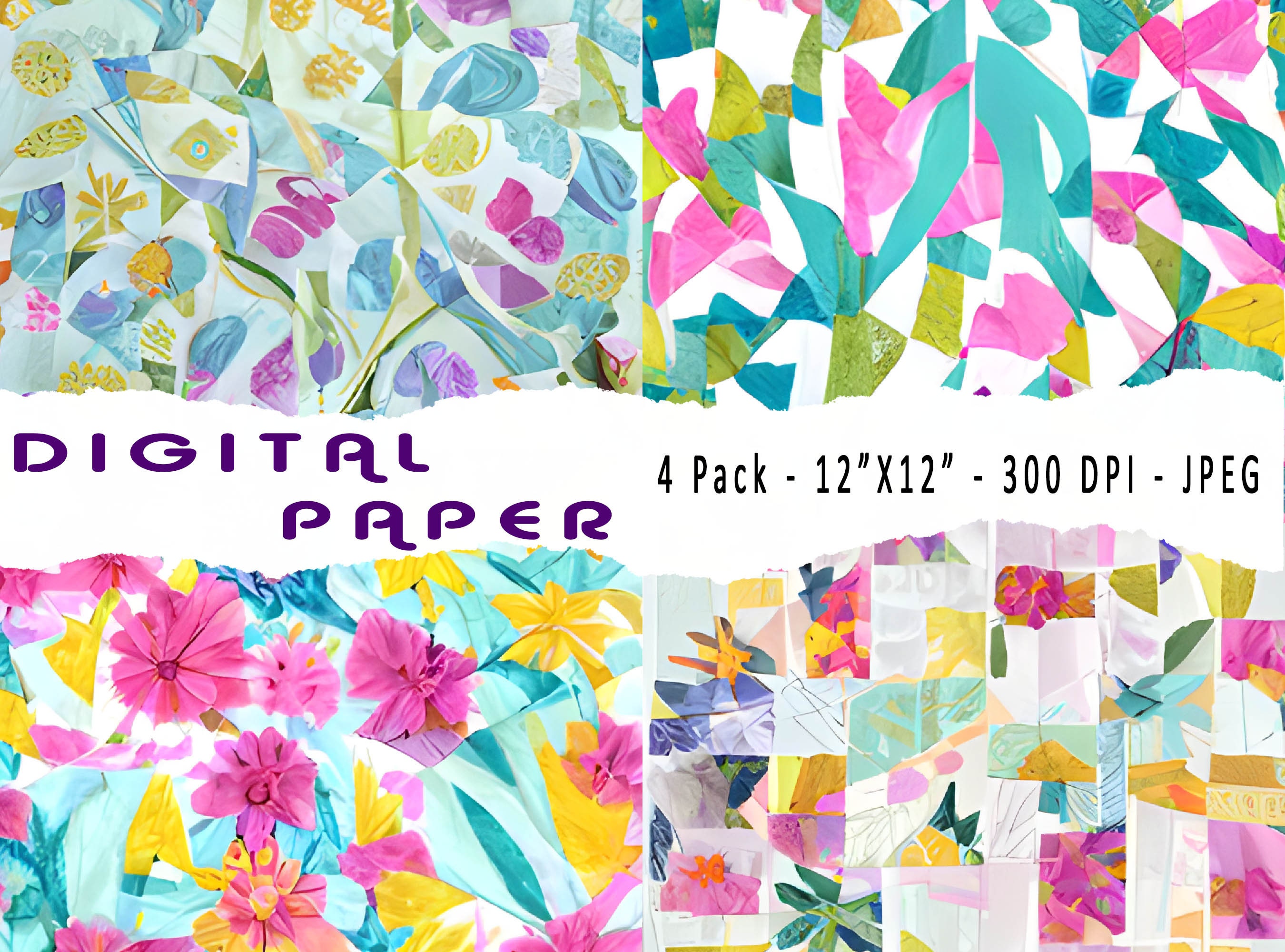 Spring Flower Digital Paper, Abstract Flowers, Spring Flower Paper Jpg ...