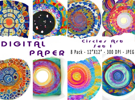 Abstract Circle Art Set 1 Abstract Circles Art Digital Paper - Etsy