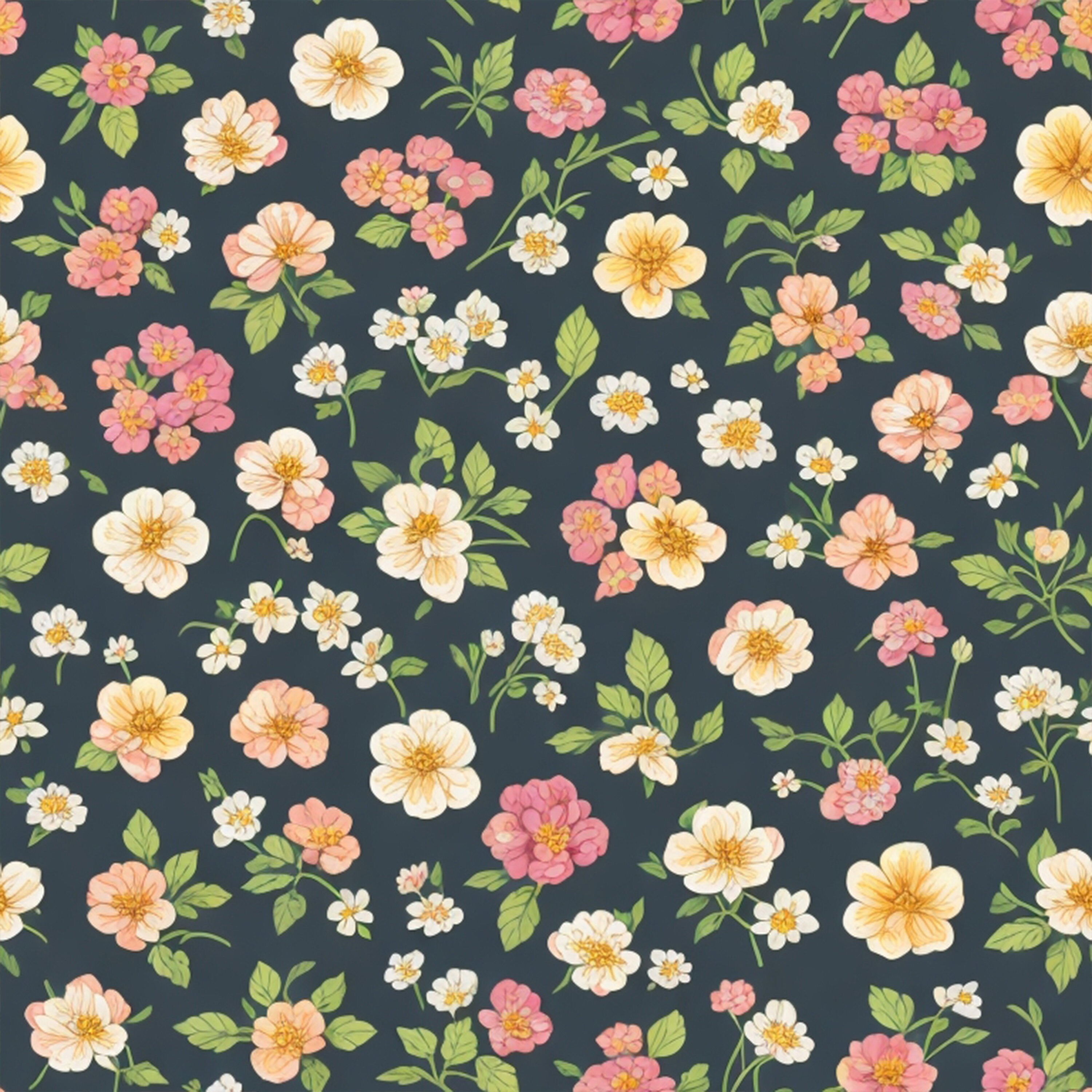 Vintage Flowers Digital Paper, Flowers Seamless Pattern, Floral Prints ...