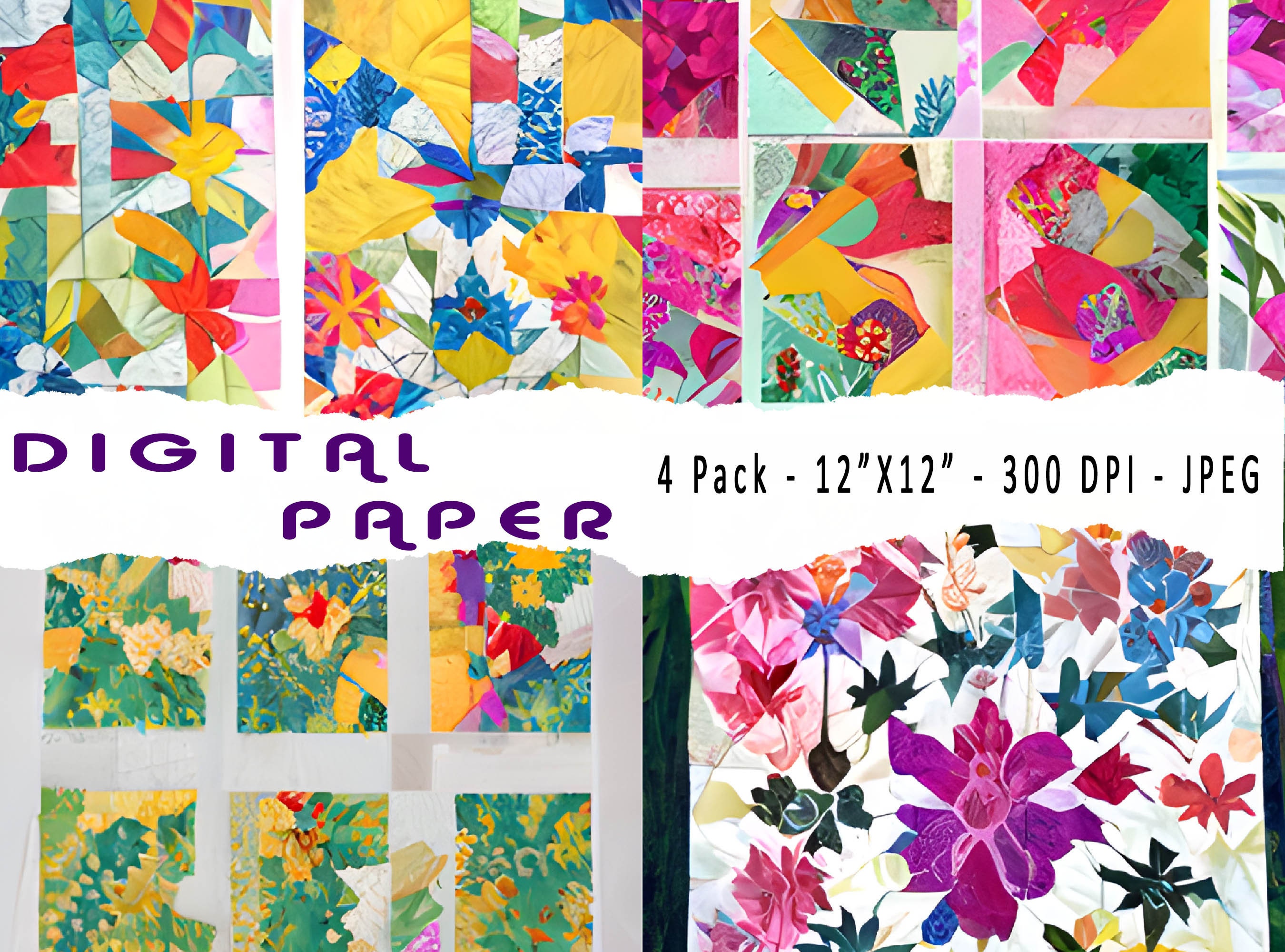 Spring Flower Digital Paper Abstract Flowers Spring Flower - Etsy