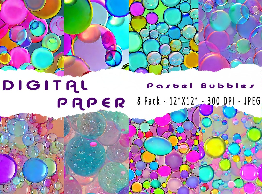 Pastel Bubbles and Circles Digital Paper for Commercial Use. Abstract ...