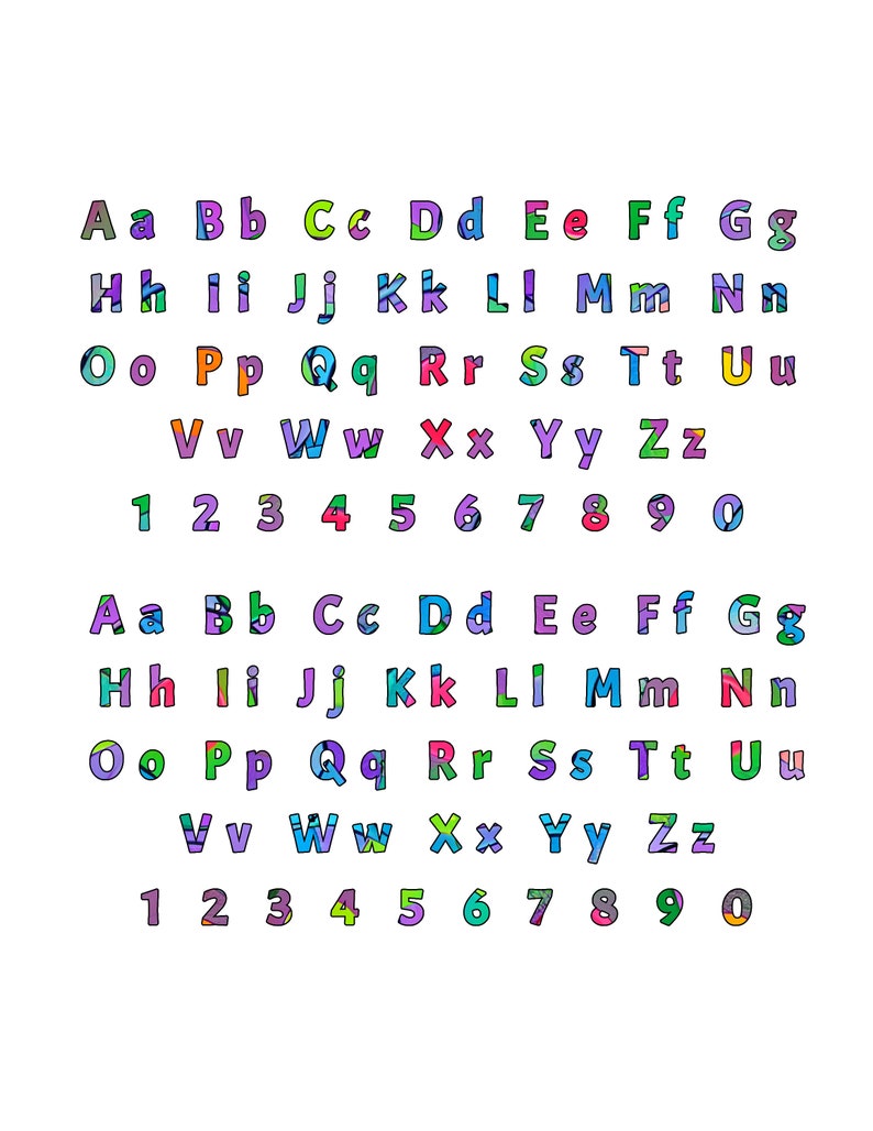 Colorful Alphabet Letters and Numbers for Scrapbooking, Crafts or ...
