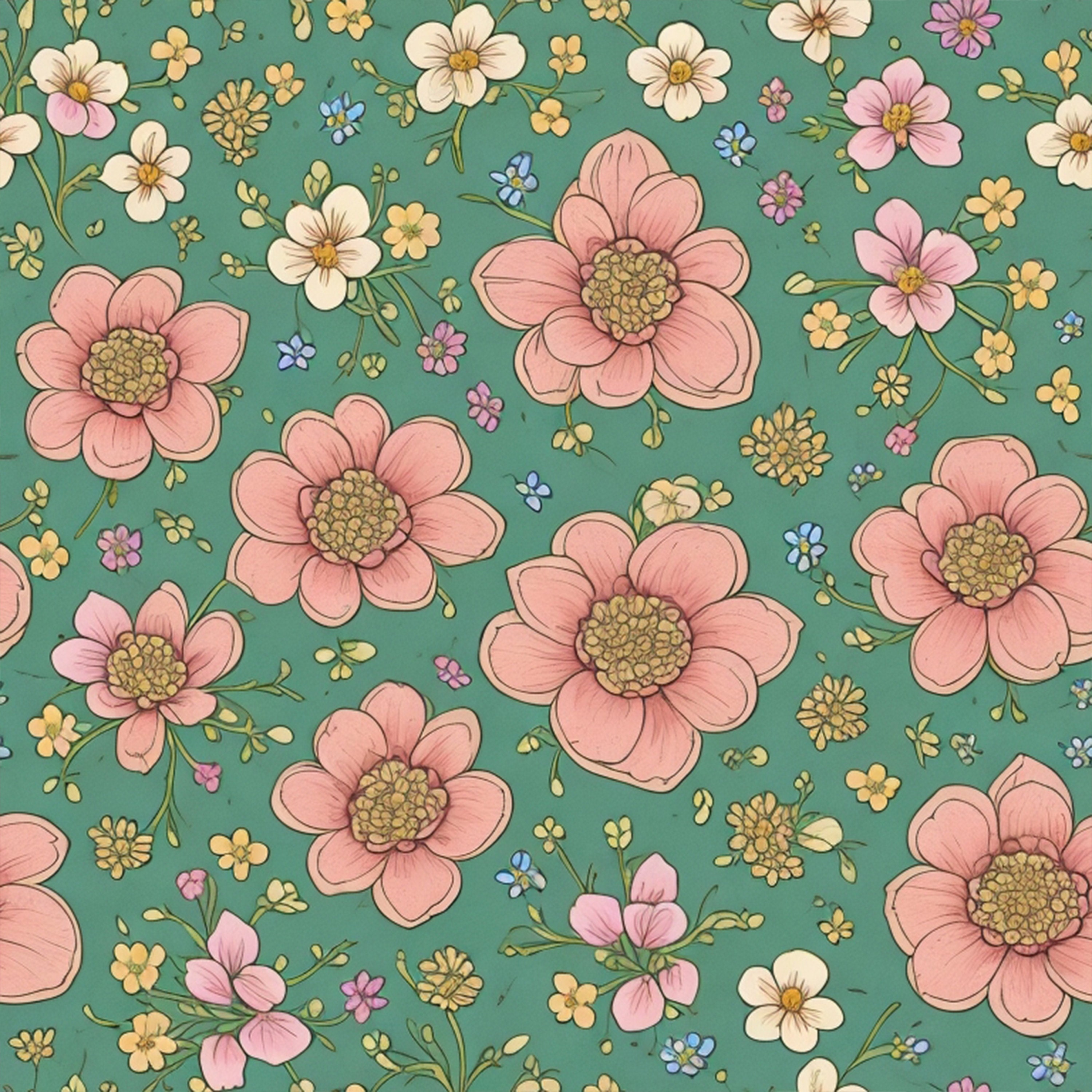 Vintage Flowers Digital Paper, Flowers Seamless Pattern, Floral Prints ...