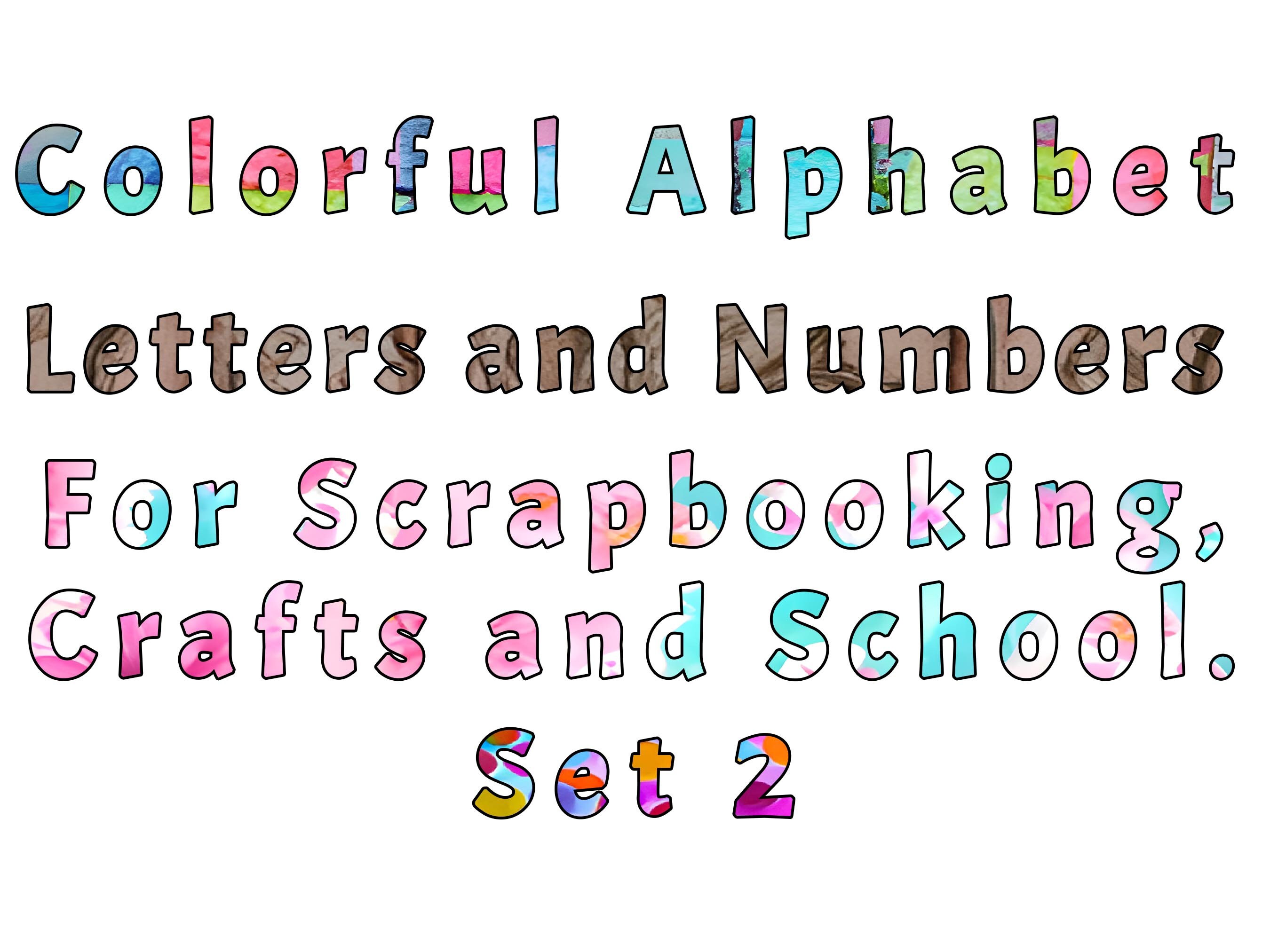 Colorful Alphabet Letters and Numbers for Scrapbooking, Crafts or ...